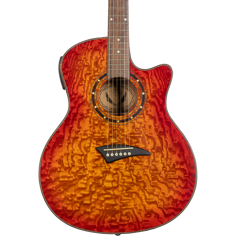 Dean Guitars Exotica Quilt Ash Acoustic Electric Guitar - Trans Cherry ...